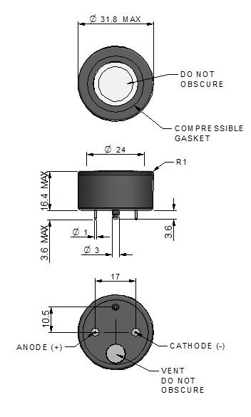 Honeywell Citytech | 7Series | 7OXV CiTiceL | Oxygen (O2) Gas Sensor ...